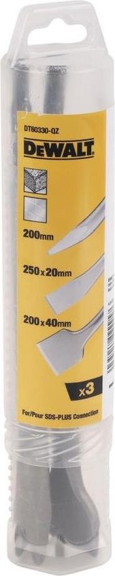 DeWALT DT60330 3-Delige Beitelset SDS Plus 250mm Gepunt, Plat 20 & 40mm ...
