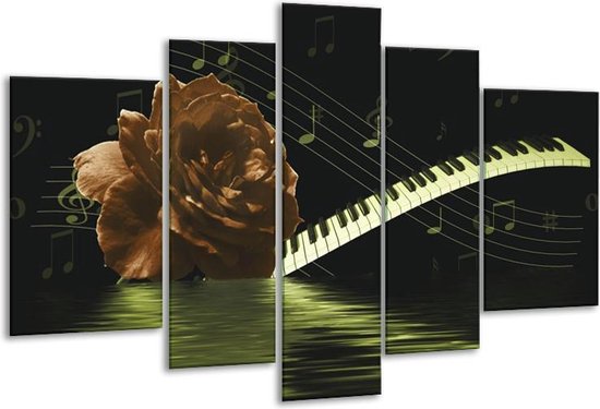 Glasschilderij Roos - Groen, Bruin, Zwart - 170x100cm 5Luik - Foto Op ...