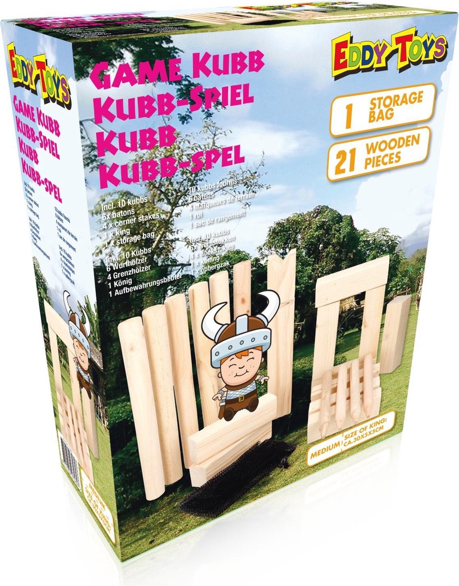 Eddy Toys Kubb Werpspel - Vikingspel - 21-delig - 2-6 Spelers - Medium - Hout | bol.com