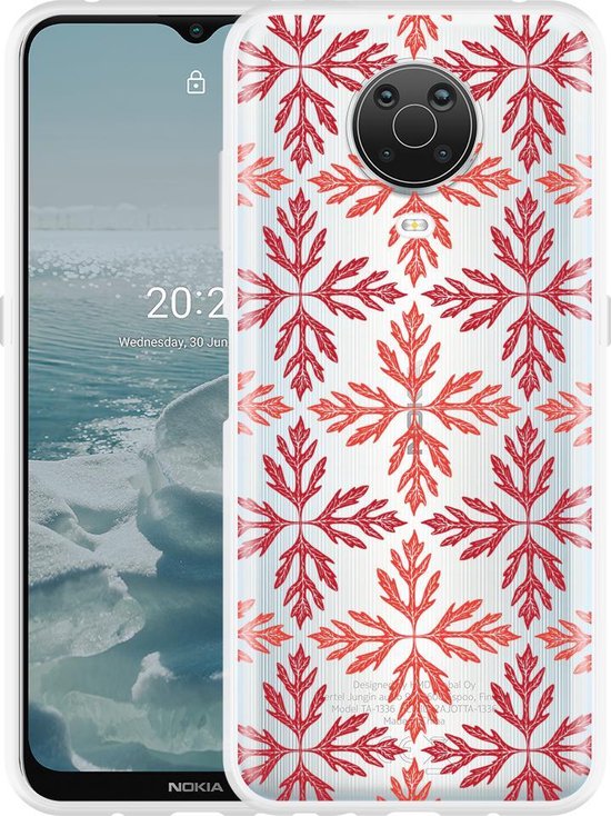 Nokia G20 Hoesje Red Leaves Pattern - Designed by Cazy | bol.com