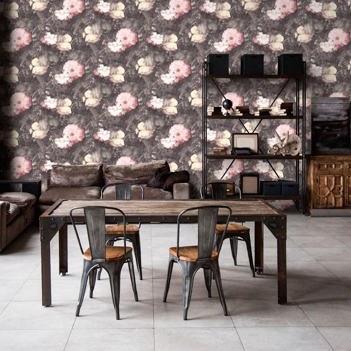 GROTE ROZE BLOEMEN BEHANG - Schilderijstijl "Canvaslook ...