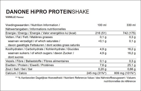 Danone - HiPRO Protein Boisson Vanilla - Shake protéiné / Shake ...