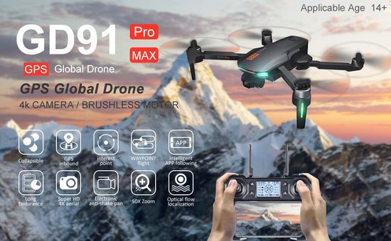GD91 MAX - 4K GPS Drone - 2 Accu's - Stevige Opbergkoffer - Landingspad ...