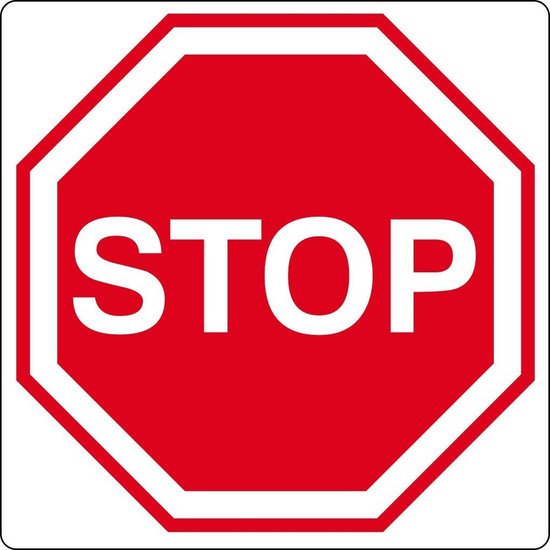 Vloerpictogram “stop”-teken Wit & Rood 200 mm x 20 cm x 0,99 mm | bol