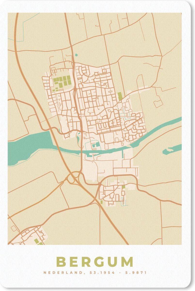 Stadskaart - Bergum - Vintage - Plattegrond | bol.com