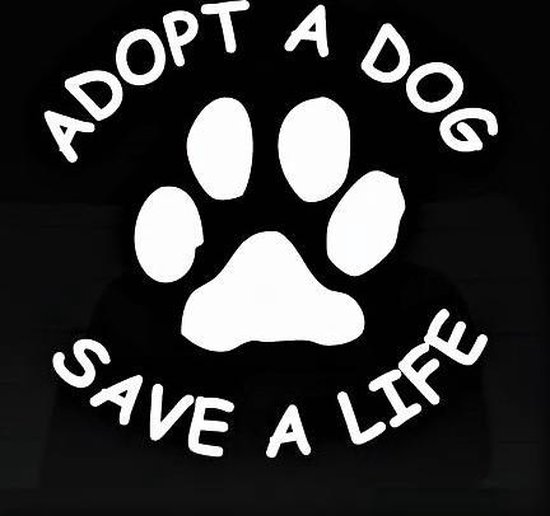 GoedeDoelen.Shop | Autosticker rond wit - Adopt a Dog Save a Life ...