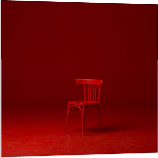 Acrylglas - Rode Stoel in Rood Verlichte Kamer - 80x80cm Foto op ...
