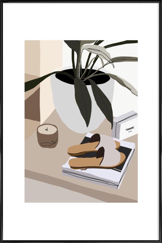 JUNIQE - Poster in kunststof lijst Holiday -20x30 /Bruin & Ivoor | bol.com