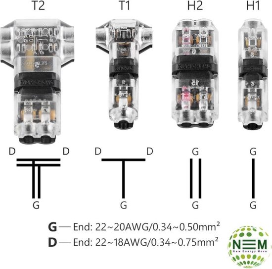 Quick auto Lock /I/ 2,5x1mm 18-22 AWG,draadconnector,8gram, 0-36V, 0 ...