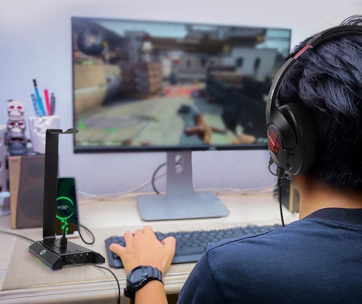 EKSA 8 standen RGB Headset stand - Headset houder - Headset stand RGB ...