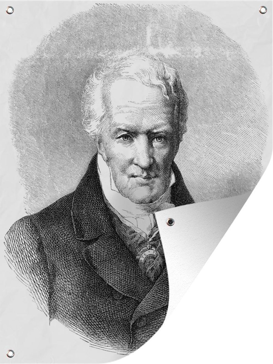 Ancienne illustration d'un portrait de visage d'Alexandre von Humboldt ...
