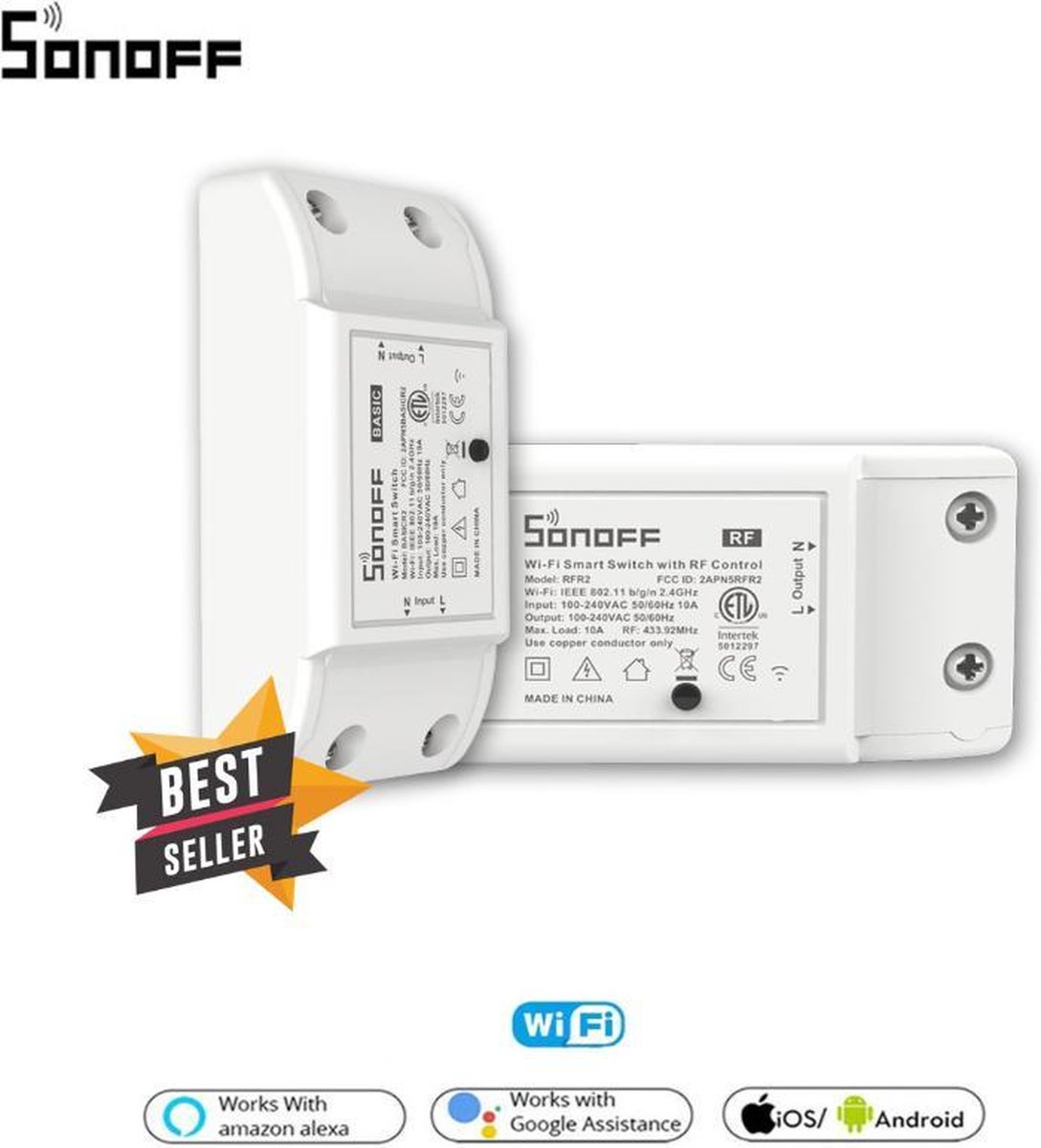 Sonoff - BASICR2 - WiFi Smart Schakelaar - Draadloze Slimme Switch ...