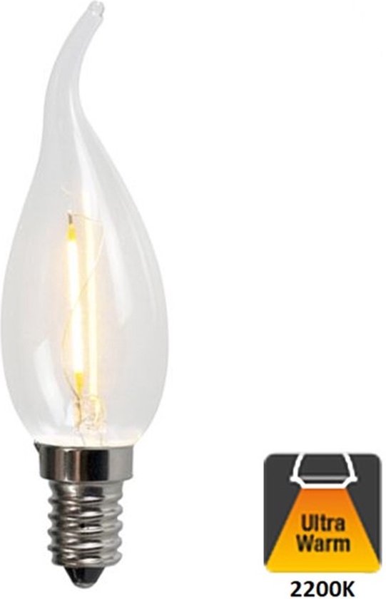 5 PACK - E14 Filament Kaars met Tip, 1 w, 100 Lumen, 2200K Flame | bol.com