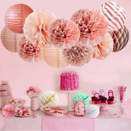 Pico NL® Decoratie Pompons Roze - Lantaarn Feest Versiering - Papieren ...