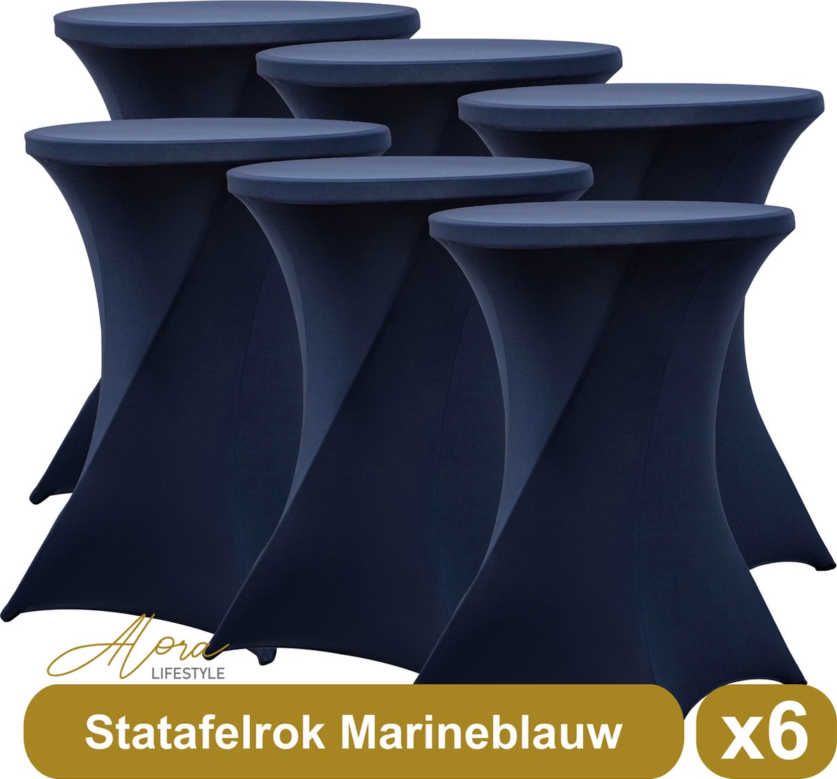 Statafelrok marineblauw 80 cm - per 6 - partytafel - Alora tafelrok voor statafel -... | bol.com
