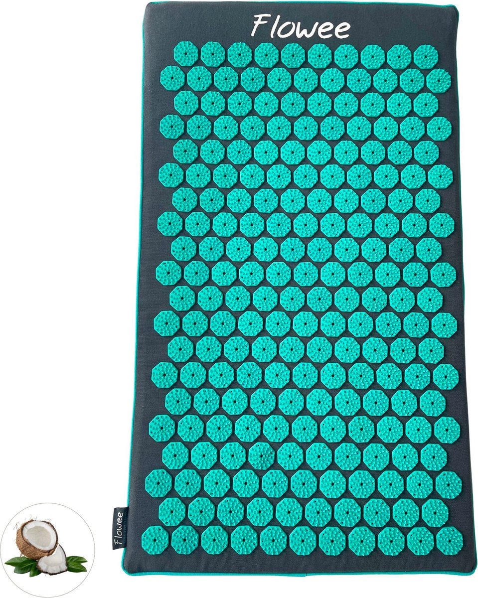 Flowee Spijkermat ECO - Grijs met zeegroen - Vulling Kokosvezels ...