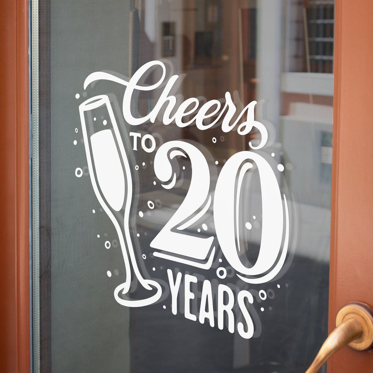 Sticker - Cheers to 20 years - 30x30cm - wit - 1 stuks - stickers ...
