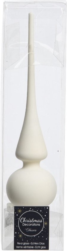 Decoris Kerst piek - wol wit - 26 cm - glas - mat - kerstboompiek | bol