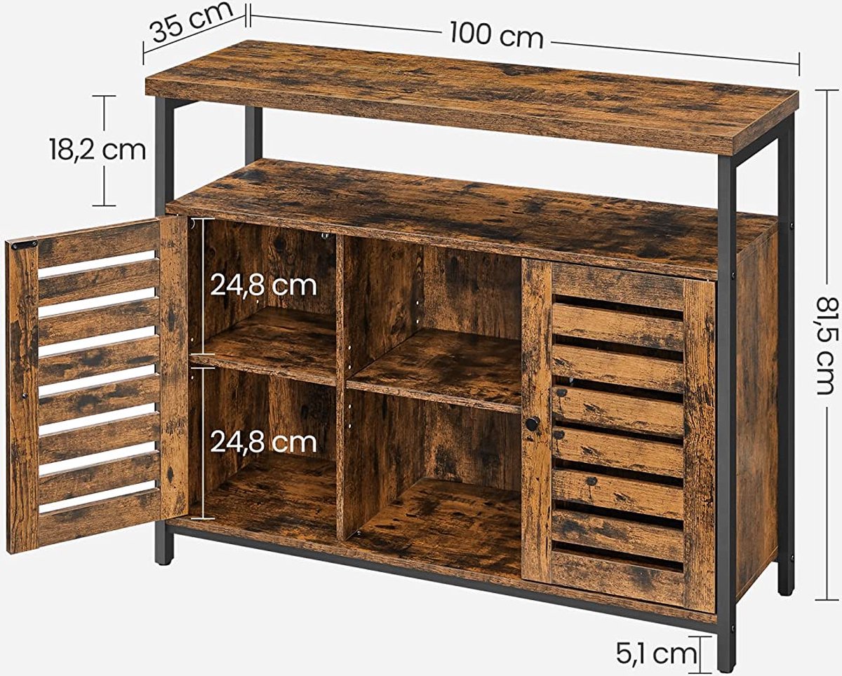 c90 - dressoir - zijkast - keukenkast met open rekken - halkast ...