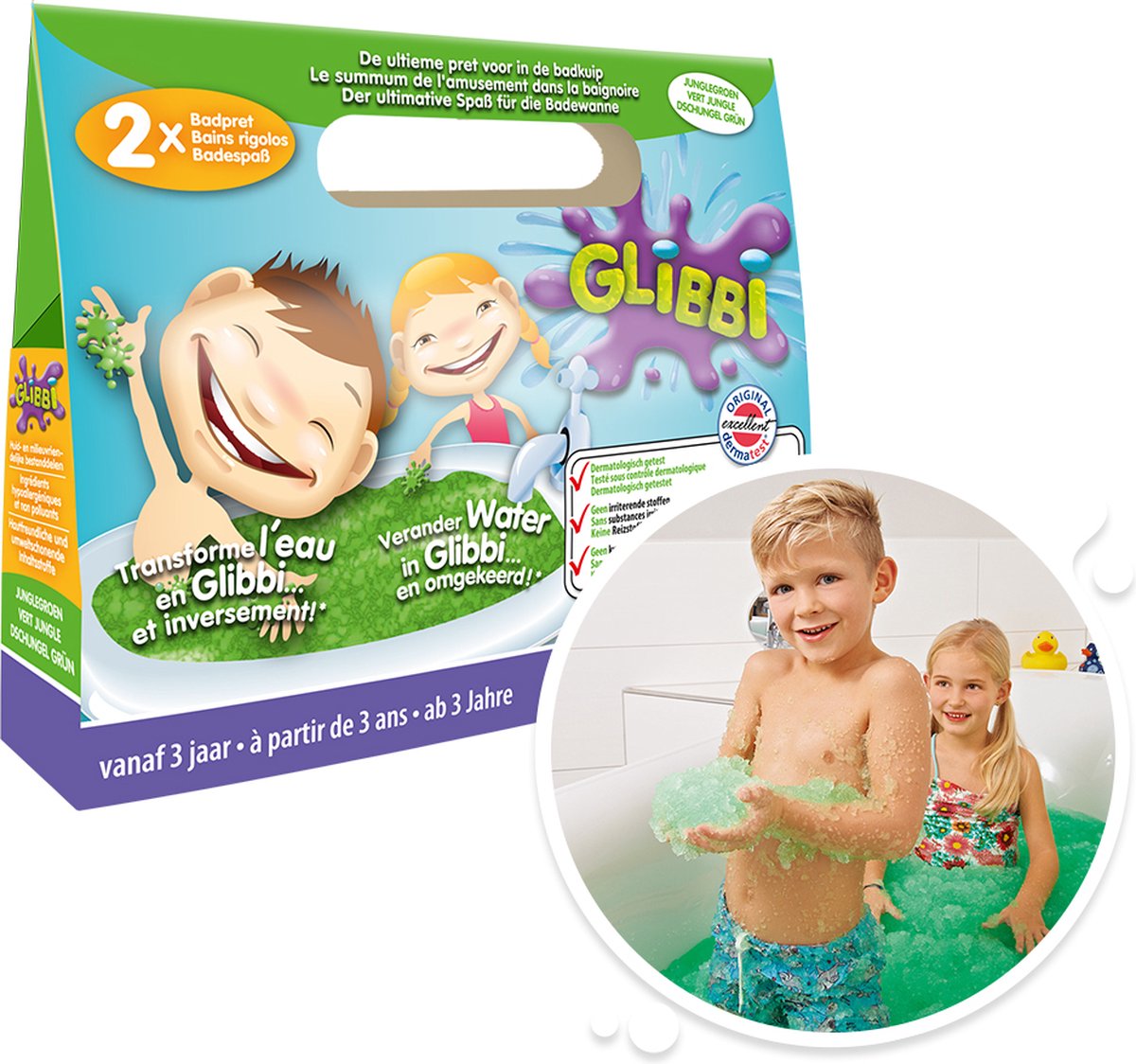 Glibbi Groen - Slijm voor in bad - vanaf 3 jaar - dermatologisch getest ...