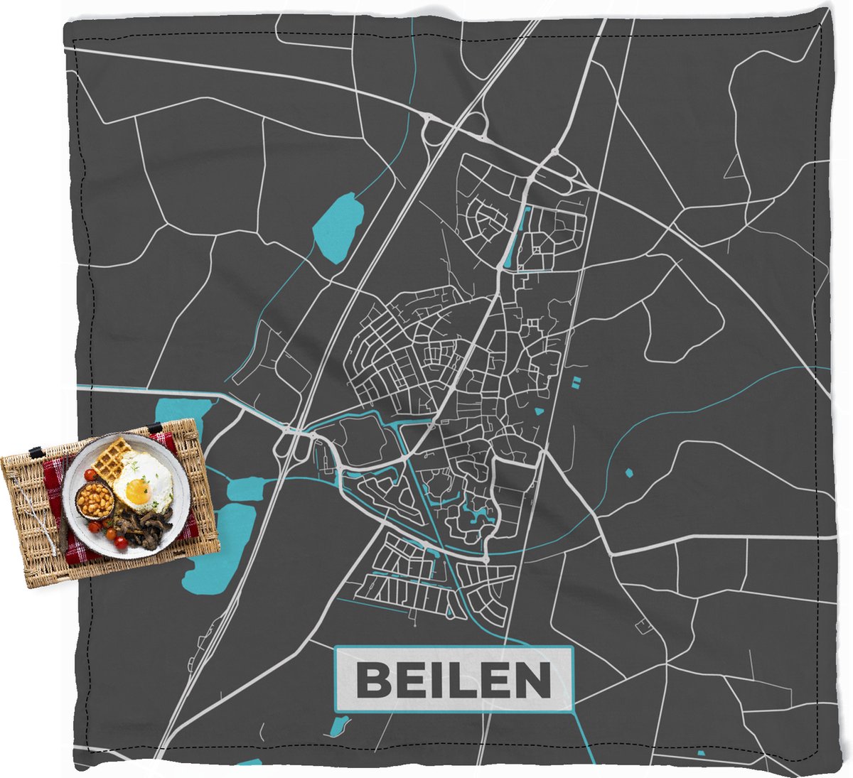 Picknickkleed - Buitenkleed - Plattegrond - Beilen - Grijs - Blauw ...