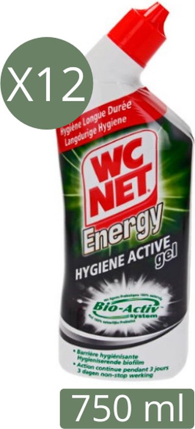 WC Net - WC Reiniger - Hygiene Active Gel - Energy - 12 x 750ML - Voordeelverpakking | bol.com