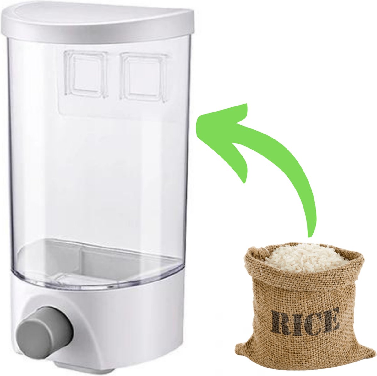 GENIALO Rijst Dispenser - Rijst Opslag - Rice Dispenser - Voedsel ...