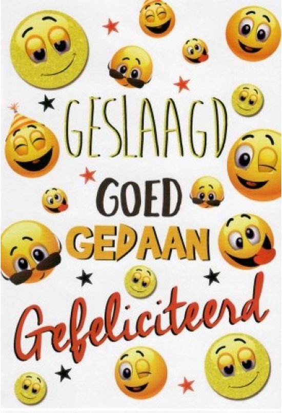 Geslaagd! Goed gedaan! Gefeliciteerd! Een bijzondere kaart met vrolijke ...