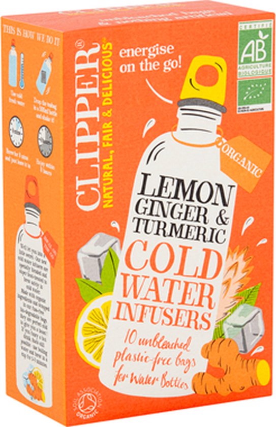 Clipper Organic Lemon, Ginger & Turmeric Cold Water Infusers 10 Stuks ...