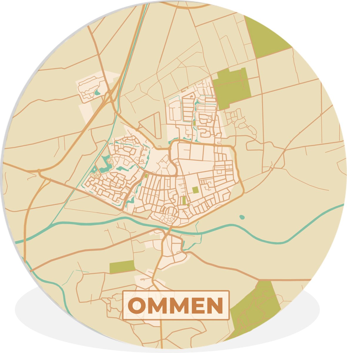Wall Circle - Wall Circle Indoor - Map - City Map - Ommen - Map - ⌀ 150 ...