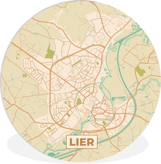 Wall Circle - Wall Circle Indoor - City Map - Map - Lier - Map - Vintage - ⌀ 120 cm -... | bol.com