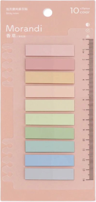 Index tabs - 200 stuks - inclusief liniaal - 10 kleuren - sticky notes ...