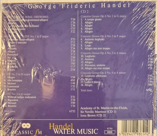 Handel Water music, George Frideric Handel | CD (album) | Muziek | bol
