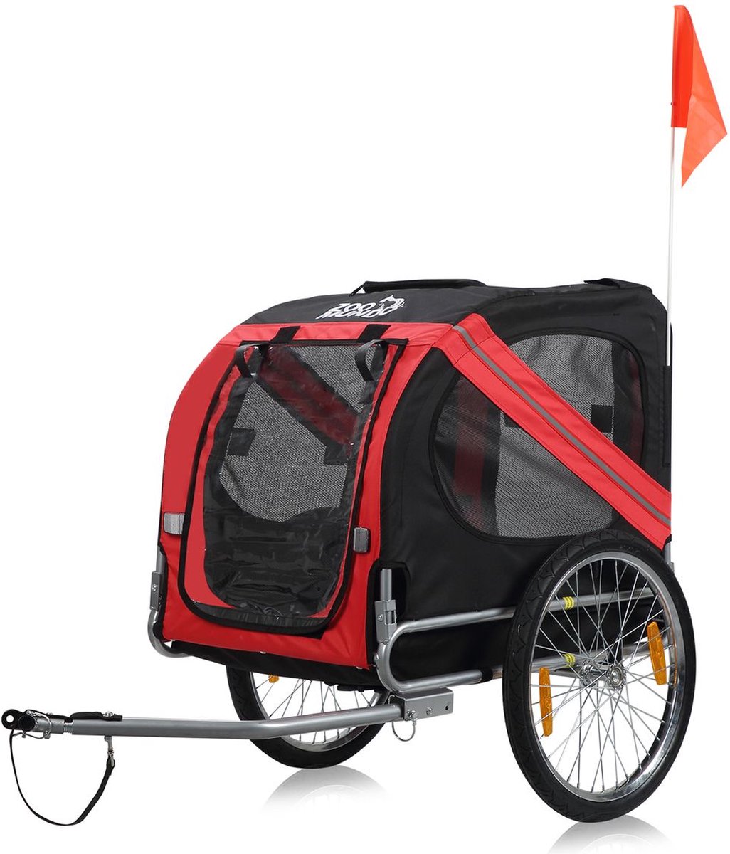 Zoomundo Hondenaanhanger Fietskar voor honden - in Rood/Zwart - Zilver ...