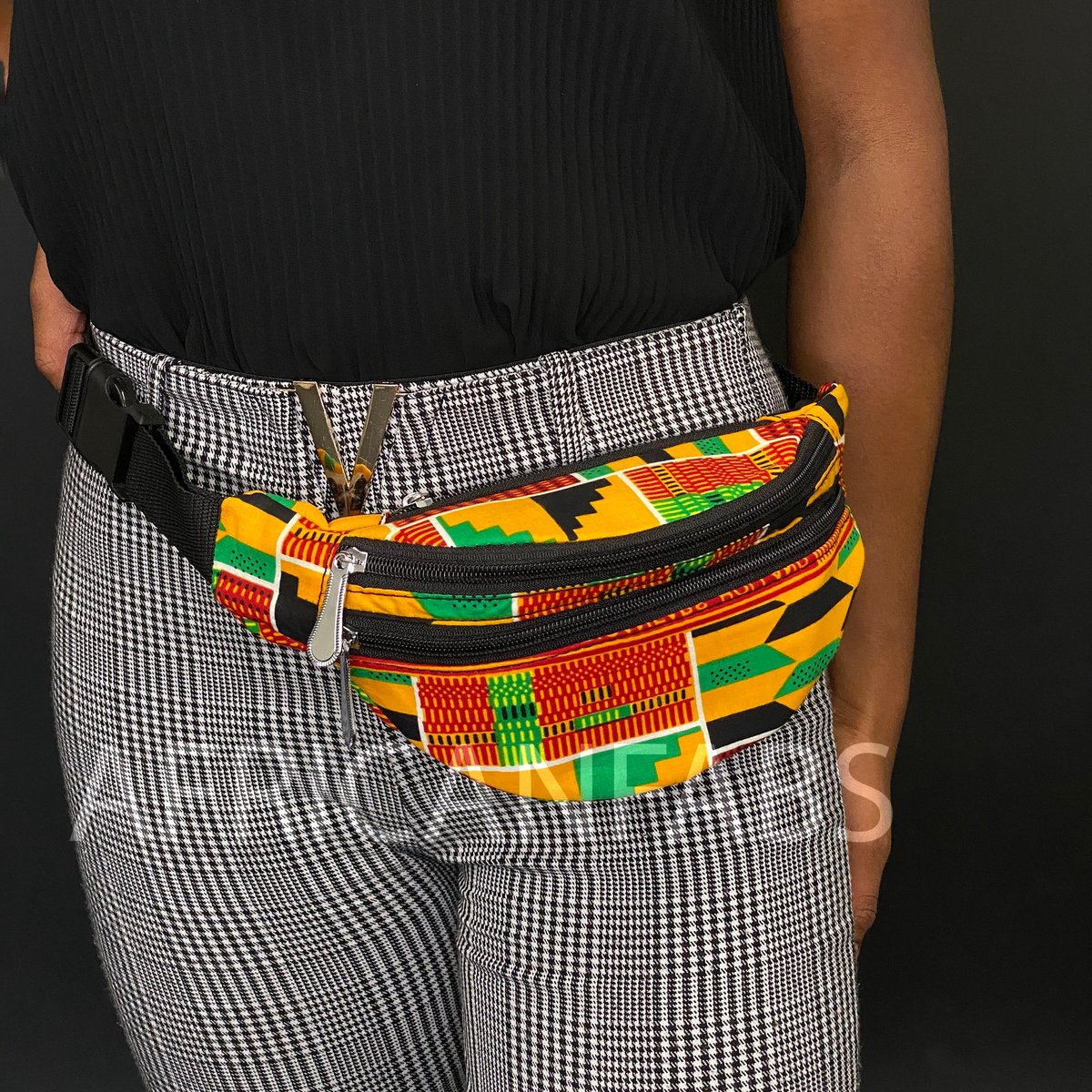 Afrikaanse print heuptasje / Fanny pack - Oranje / groene Kente ...