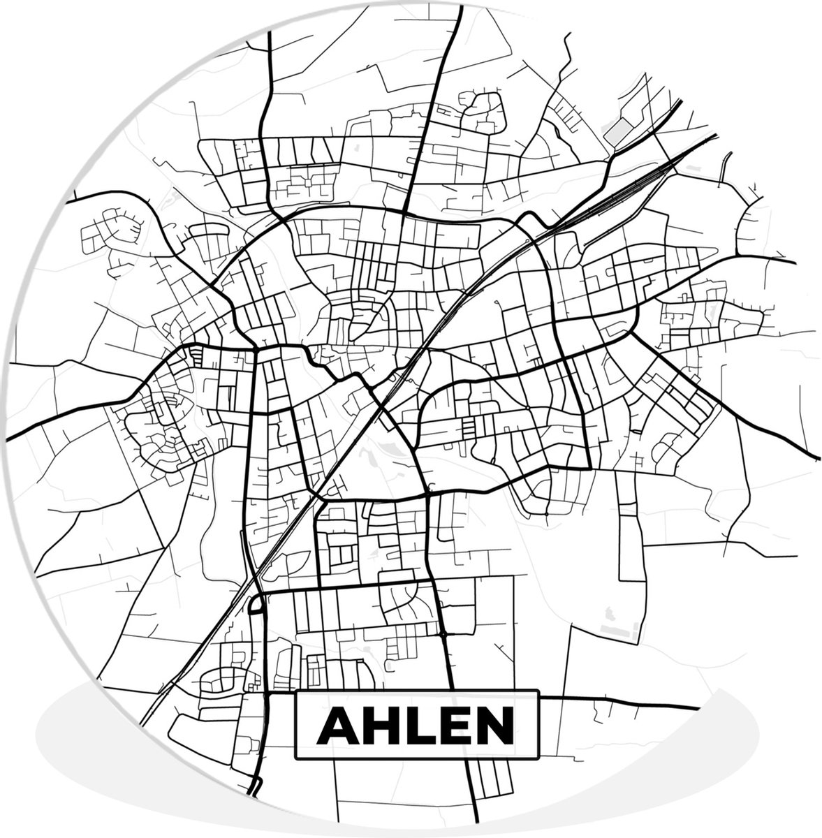 Wall Circle - Wall Circle Indoor - Map - Ahlen - Map - City Map - ⌀ 140 ...