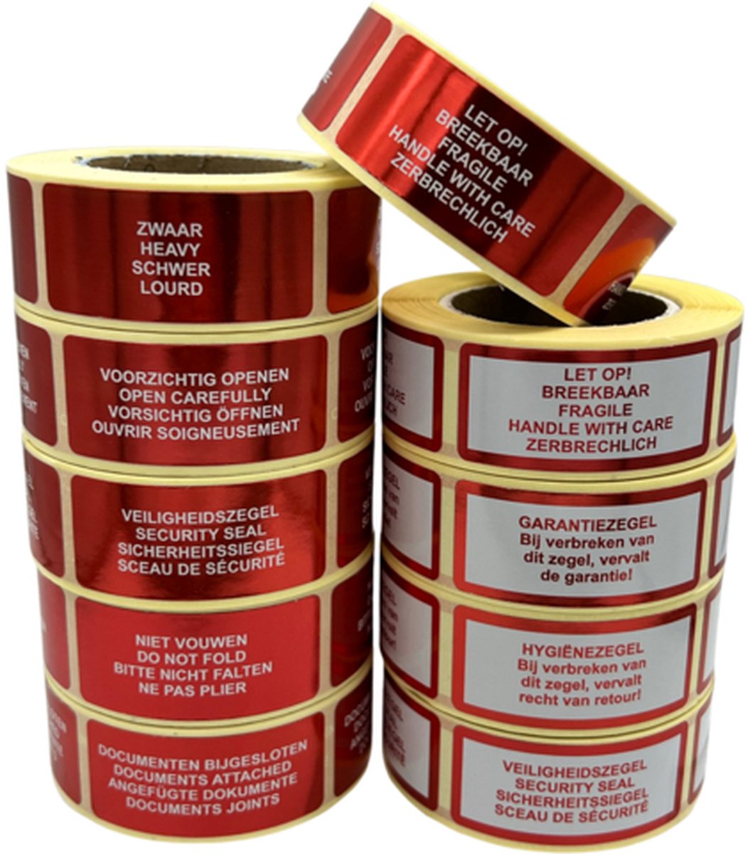 Zwaar sticker - 250 Stuks - 4 talen - 21x48mm - Waarschuwings sticker | bol
