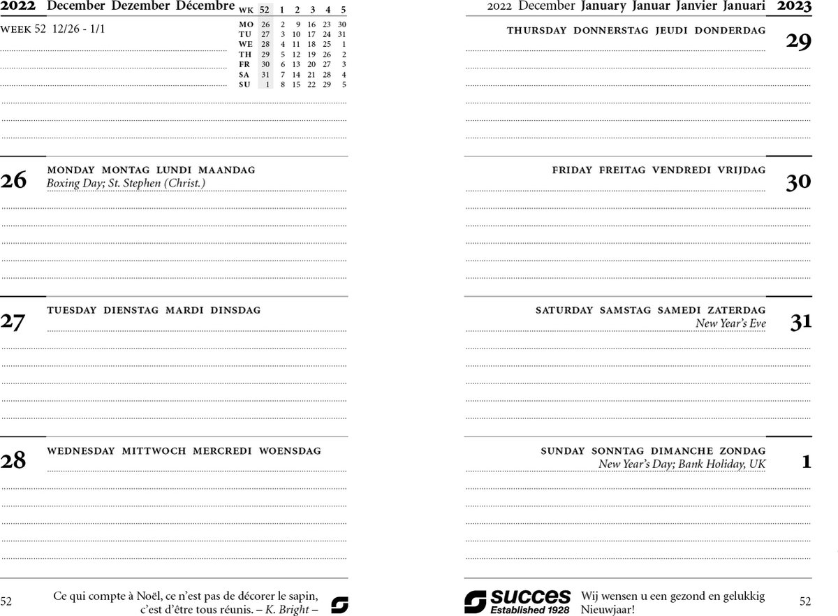Succes calendarium Mini 7 Dagen 4-Talig 2023 | bol.com