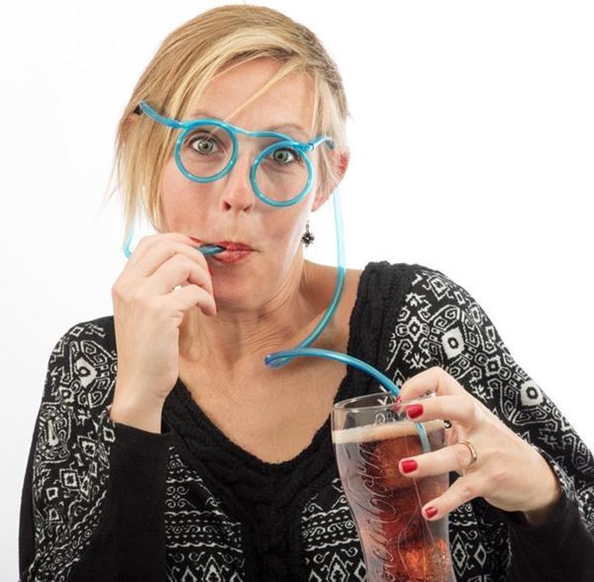 Drinkbril Blauw - drink rietje bril | bol.com