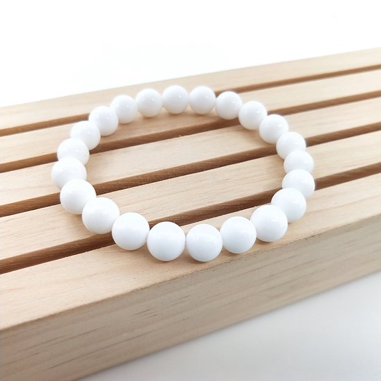 Bixorp Gems Witte Natuursteen Edelsteen Armband - Gepolijste ...