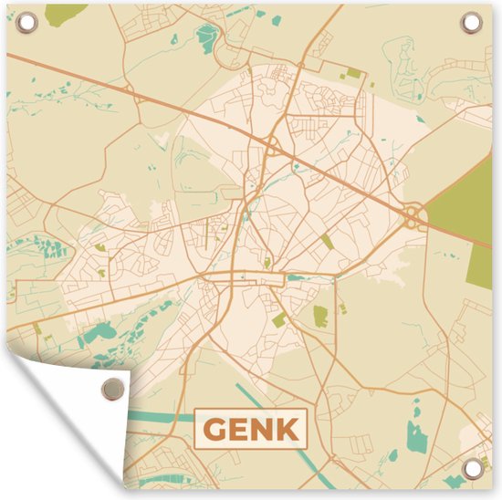 Tuindoek België - Kaart - Genk - Stadskaart - Plattegrond - 100x100 cm ...