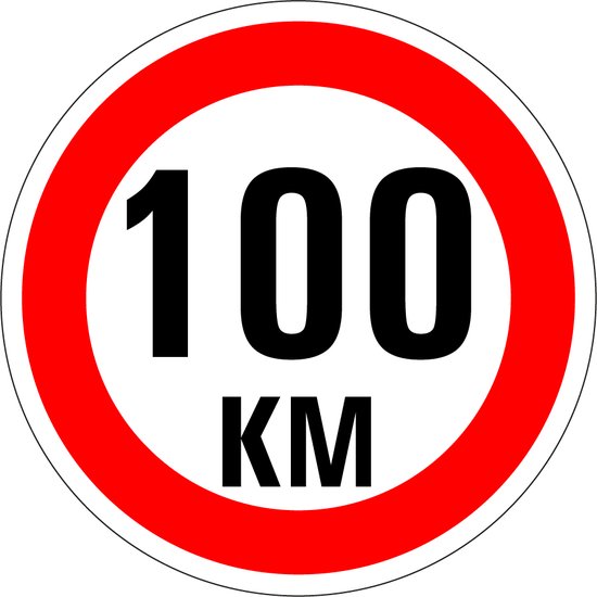 Maximaal 100 km sticker, A1 50 mm - 10 stuks per kaart | bol