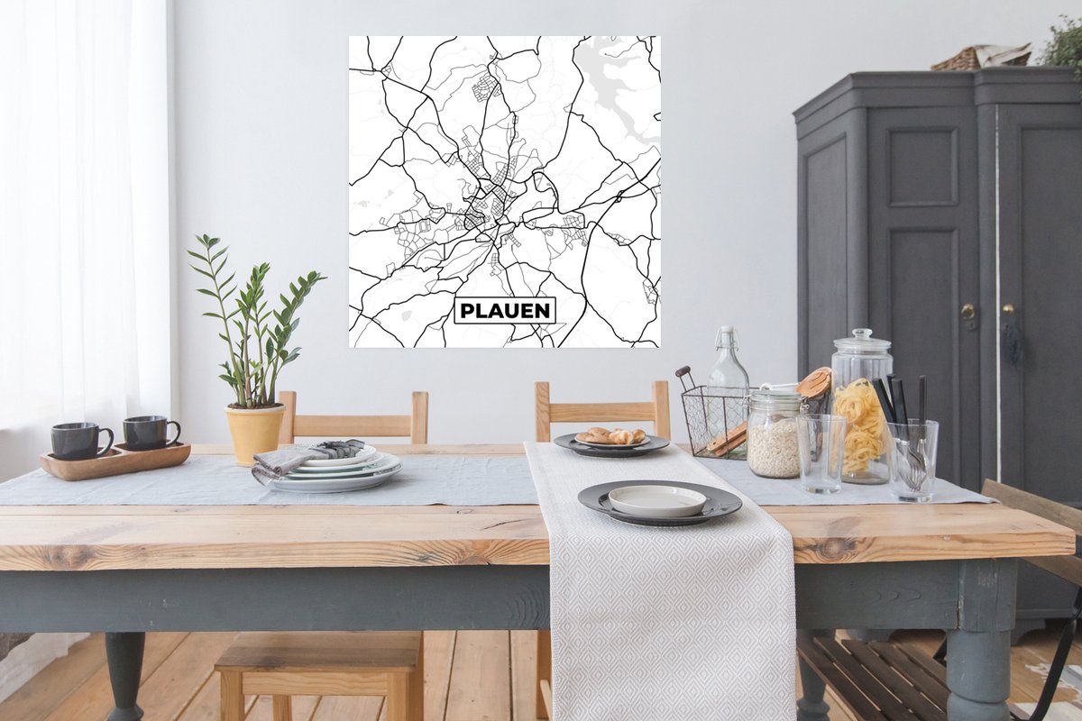 Poster Plauen - Plattegrond - Kaart - Stadskaart - 100x100 cm XXL | bol.com