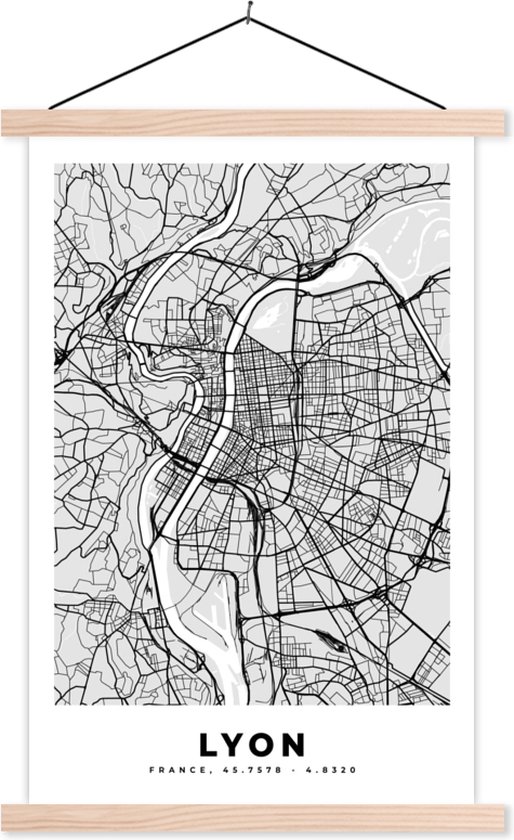 Posterhanger incl. Poster - Schoolplaat - Plattegrond - Lyon - Stadskaart - Kaart -... | bol