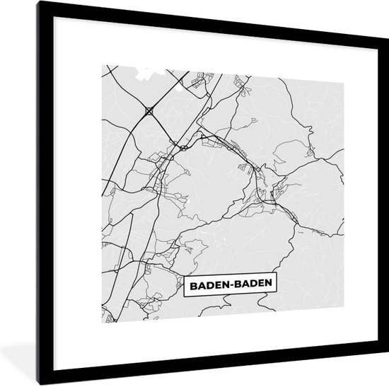 Fotolijst incl. Poster - Duitsland - Baden-Baden - Kaart - Stadskaart ...