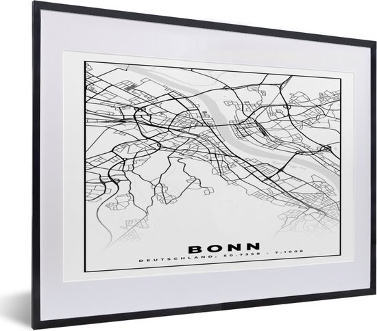 Fotolijst incl. Poster - Bonn - Plattegrond - Kaart - Stadskaart ...