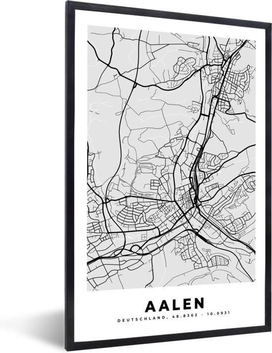 Fotolijst incl. Poster - Aalen - Kaart - Stadskaart - Plattegrond ...