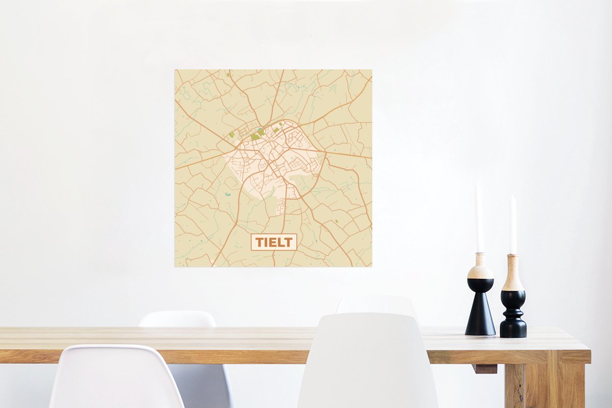 Poster Vintage - Kaart - Stadskaart - Plattegrond - Tielt - 50x50 cm ...