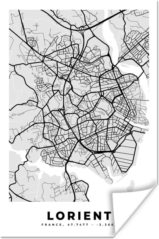 Poster Frankrijk - Lorient - Stadskaart - Plattegrond - Kaart - 60x90 ...