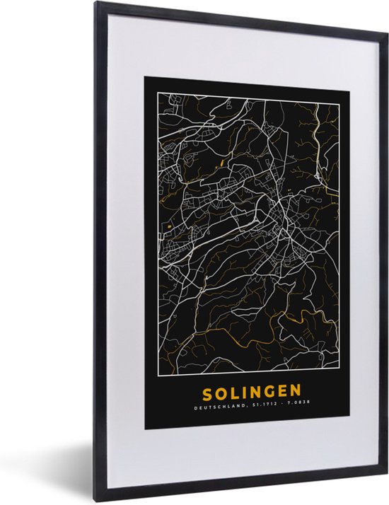 Fotolijst incl. Poster - Solingen - Goud - Stadskaart - Plattegrond ...